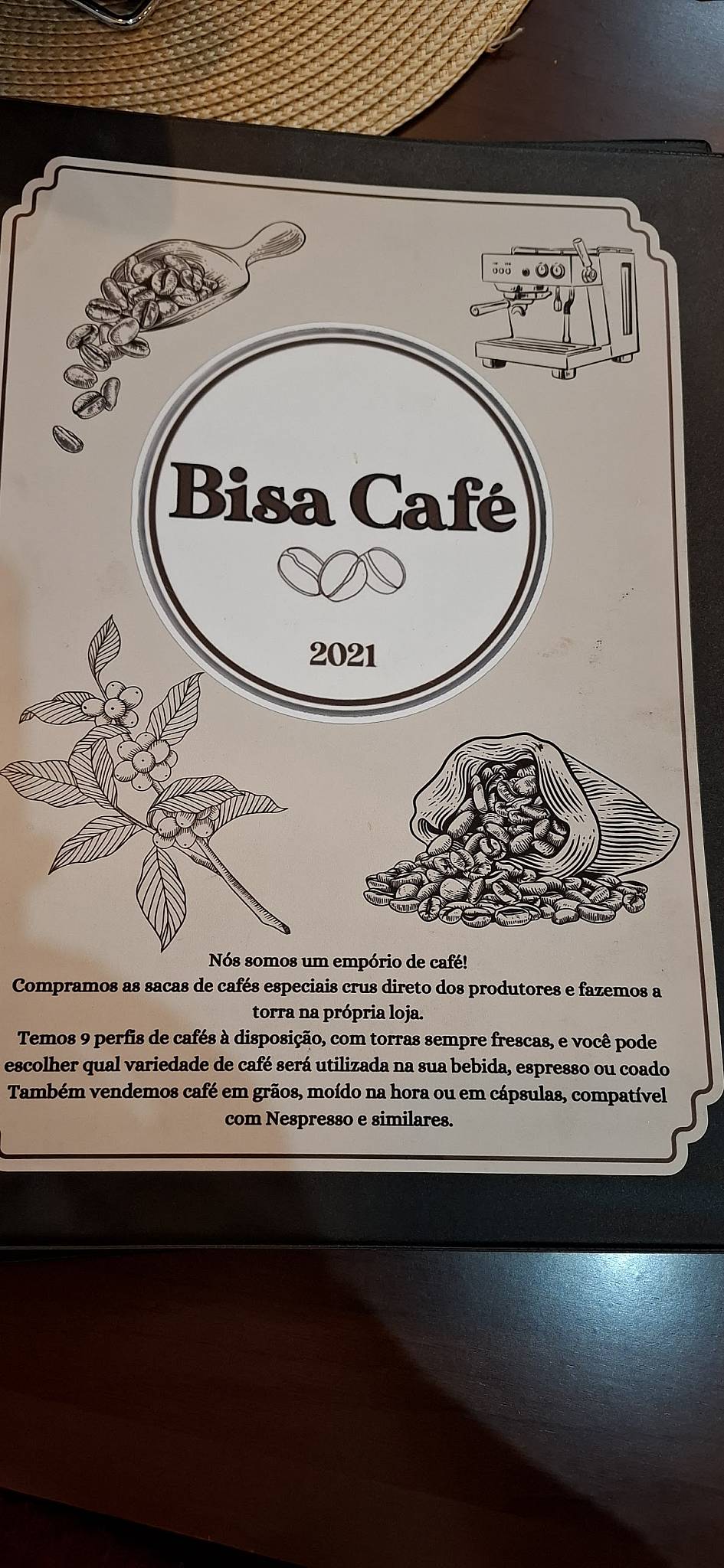 Menu at Bisa café, Santo André