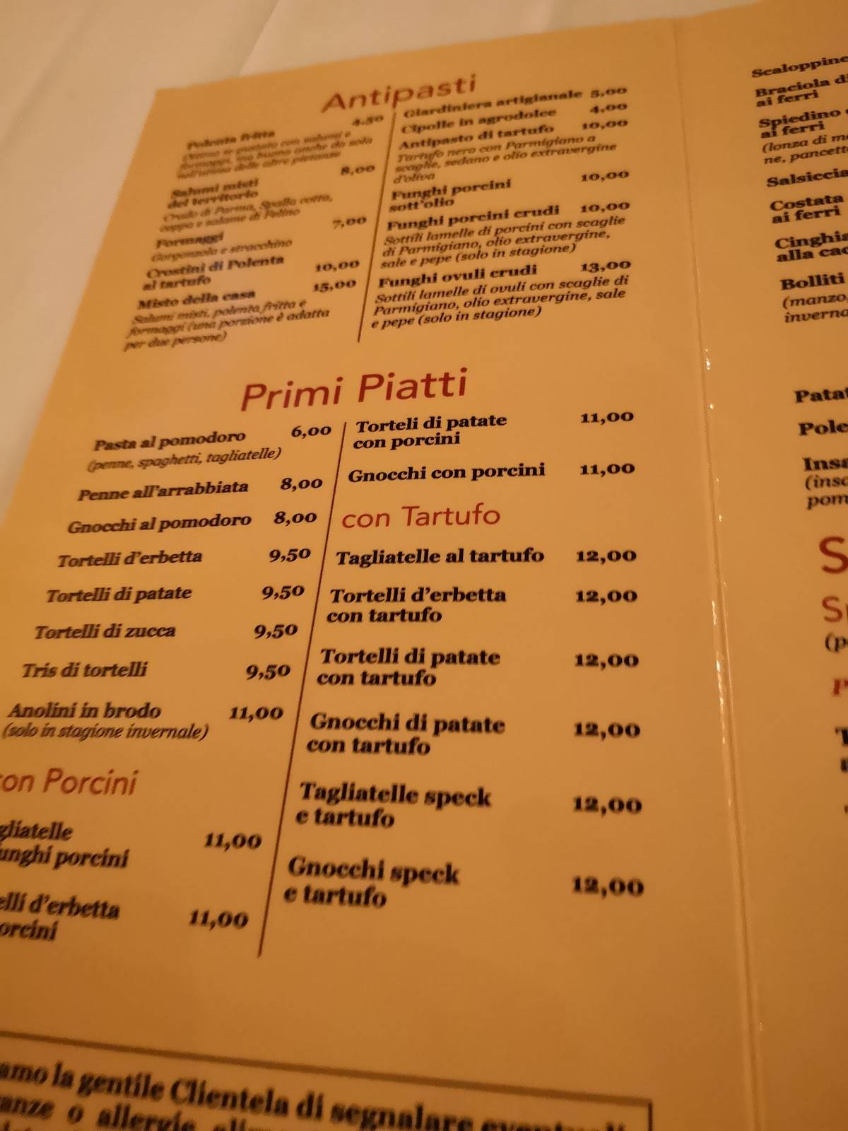 Speisekarte von Blue River restaurant, Marzolara