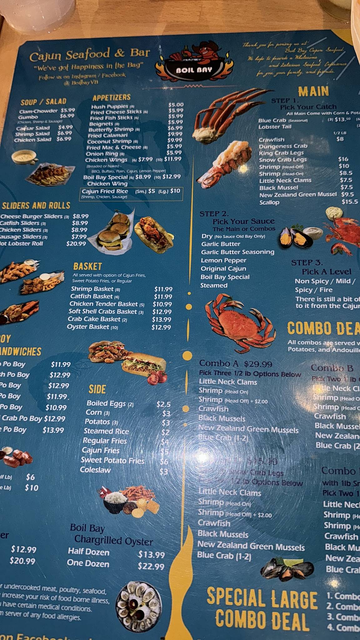 Menu at Boil Bay Cajun Seafood and Bar, Virginia Beach