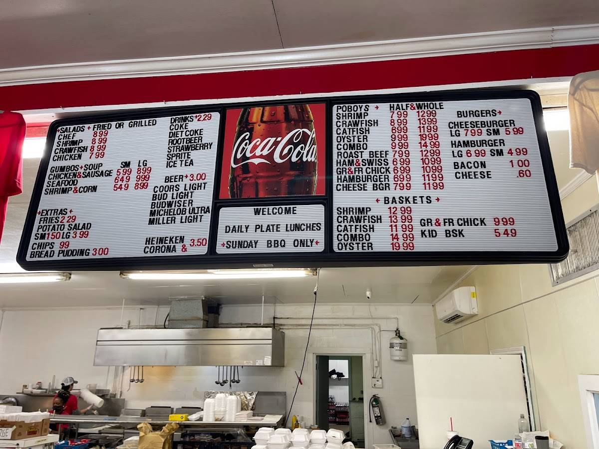 Menu at Bon Creole restaurant, New Iberia