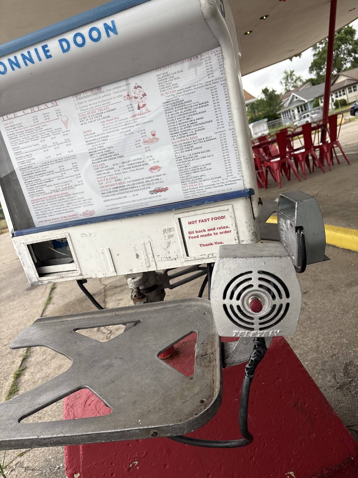 Menu at Bonnie Doon Drive-In restaurant, Mishawaka
