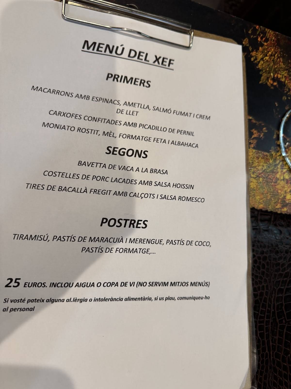 Carta de Restaurant Borda Major 5, Encamp