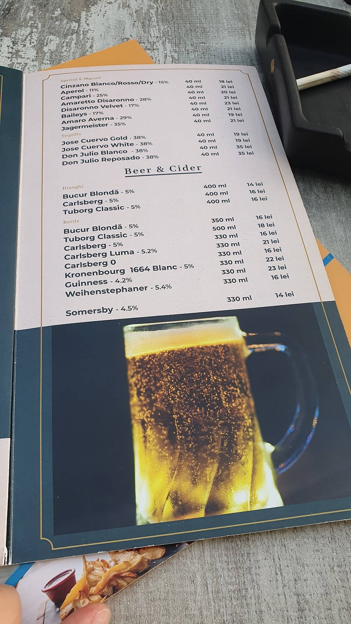 Menu at Boro, Bucharest