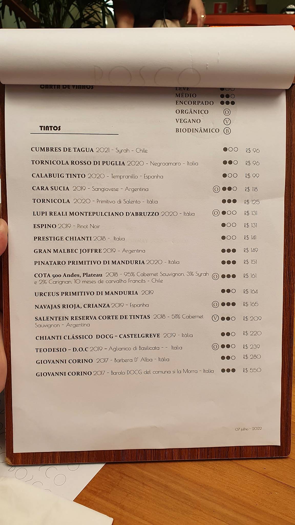 Menu em Bosco Restaurante, São Paulo