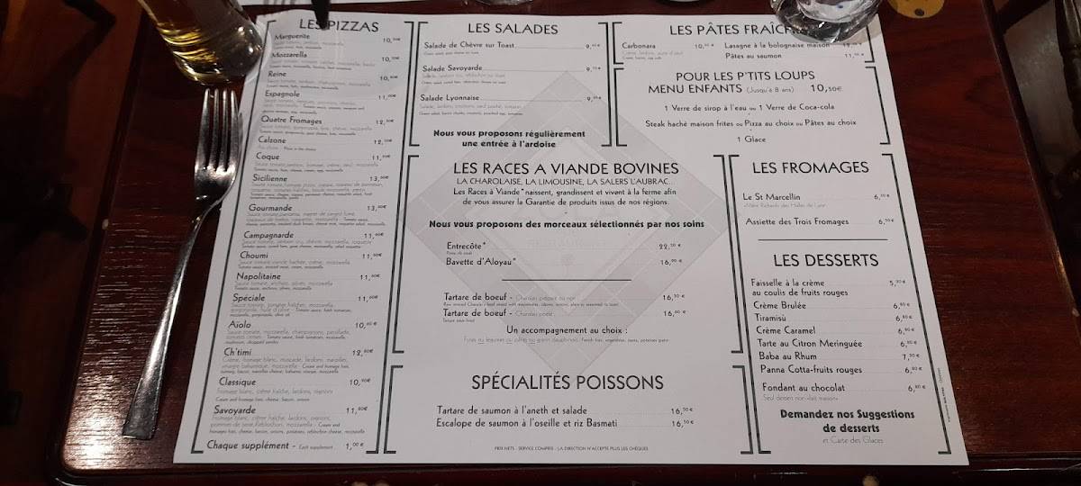 Menu au Brasserie Le Zola restaurant, Oyonnax