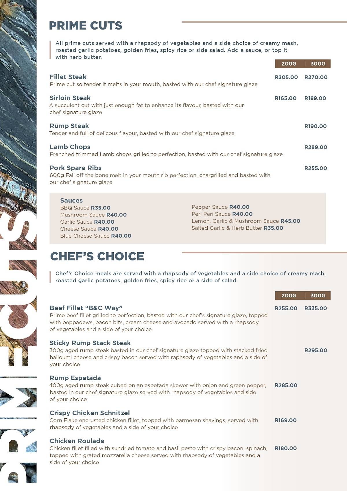 Menu at Brick and Coal Ballito restaurant, Dolphin Coast