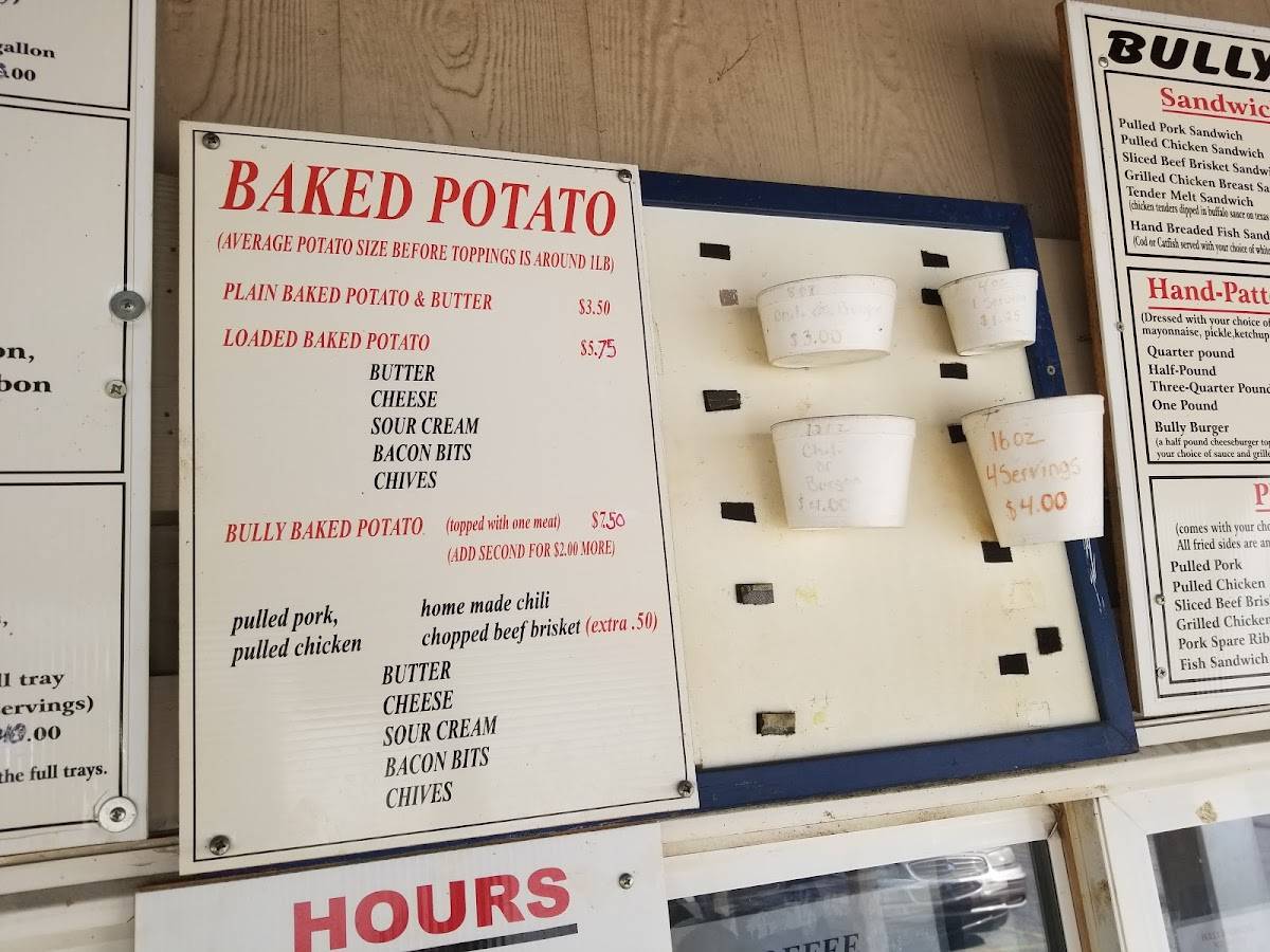 Menu at Bully Barbeque, La Grange, W U.S. Hwy 42
