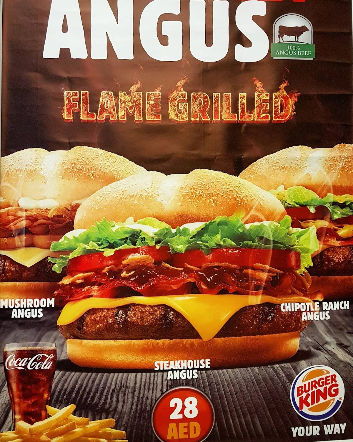 Menu at Burger King - Al Jazeera Tower restaurant, Abu Dhabi