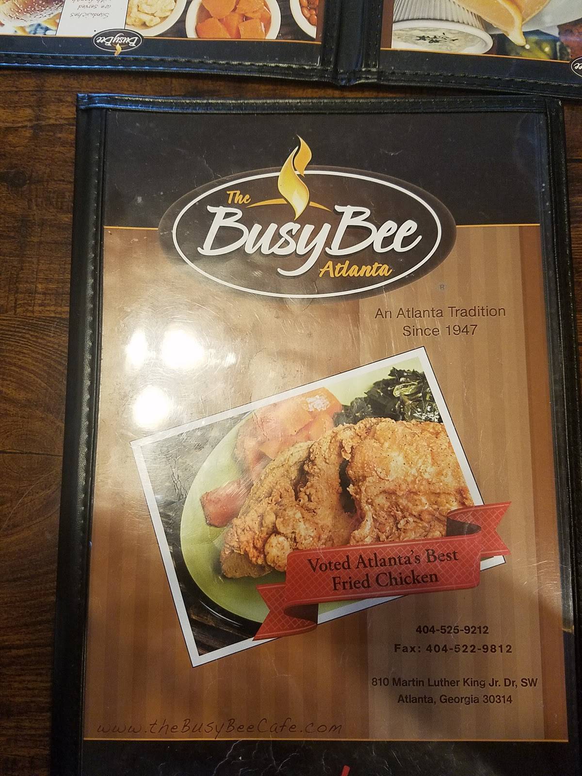 Menu at Busy Bee Cafe, Atlanta