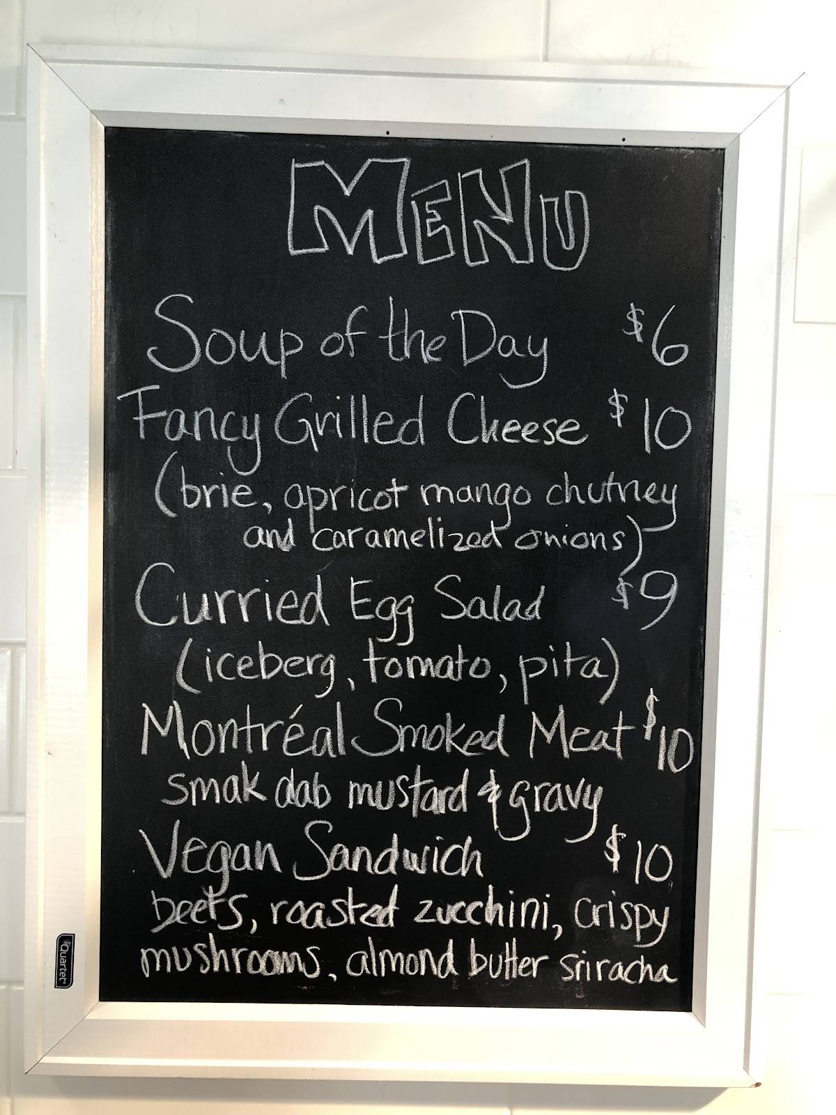 Menu at Buvette restaurant, Winnipeg