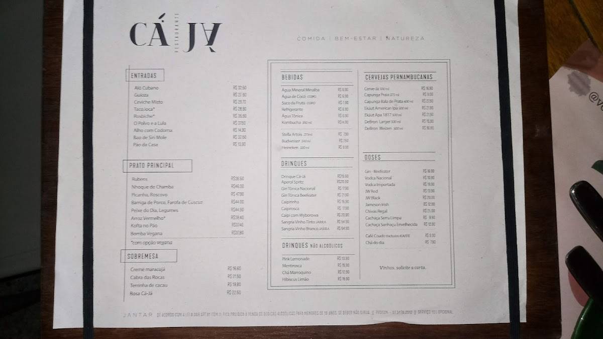 Menu em Cá-Já Restaurante, Recife