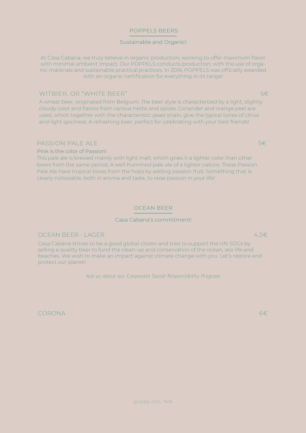 Menu at Casa Cabana - Pop-Up Yoga Studio & Brunch restaurant, Lisbon