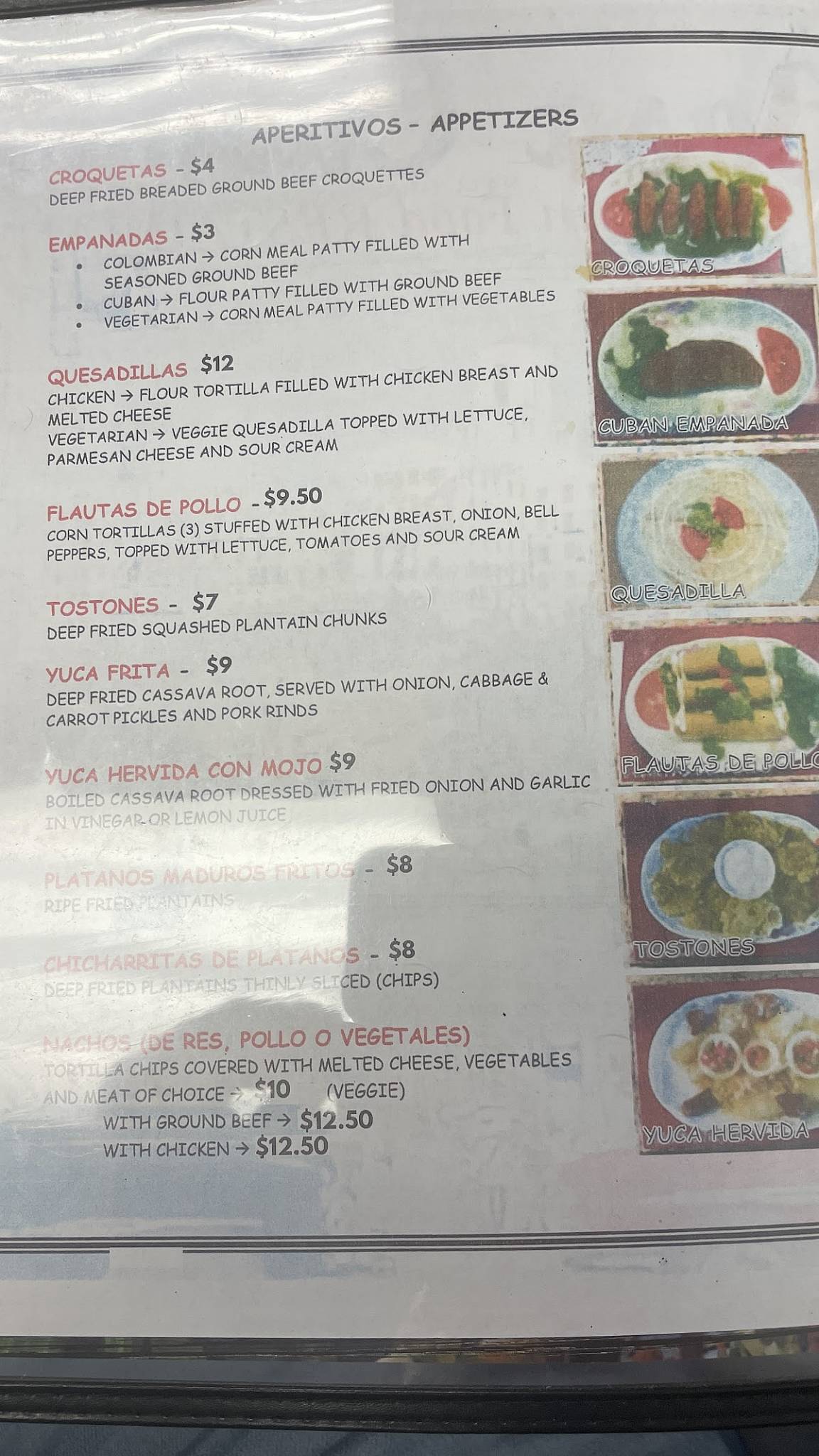 Menu at Casa Cubana Restaurant, London, 411 Hamilton Rd