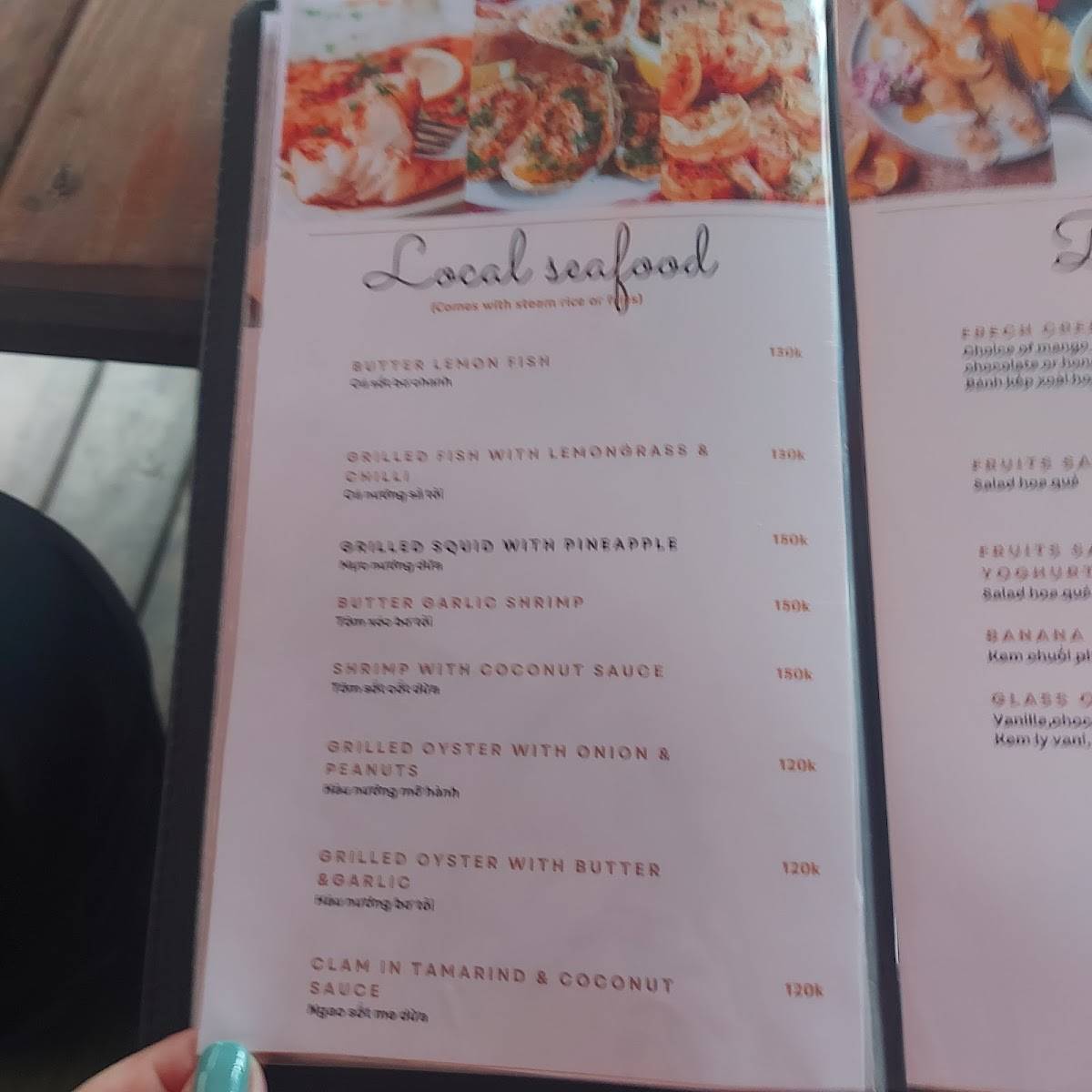 Menu at Cat Ba Oasis Bungalow & Restaurant., Vietnam, No.254 Đường 1/4