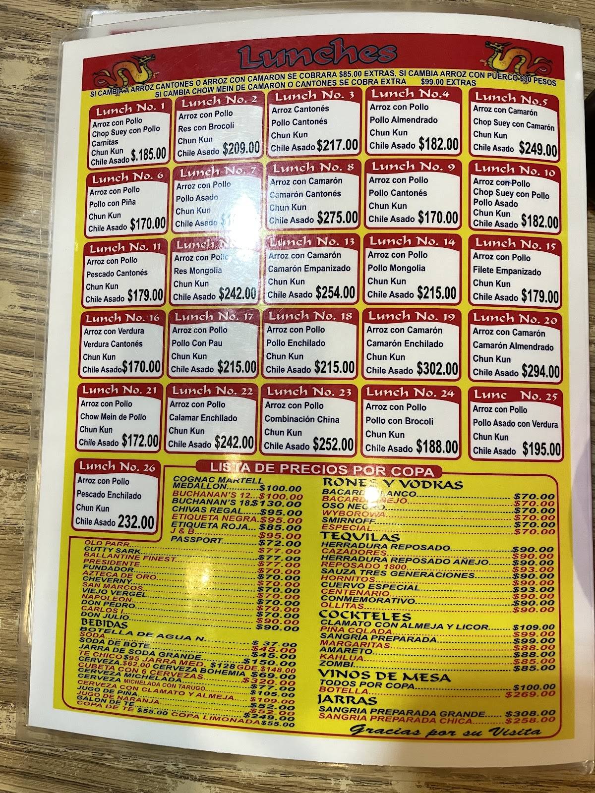 Menu at Restaurant Cat Cheoon, Tijuana, Blvd. Insurgentes 11