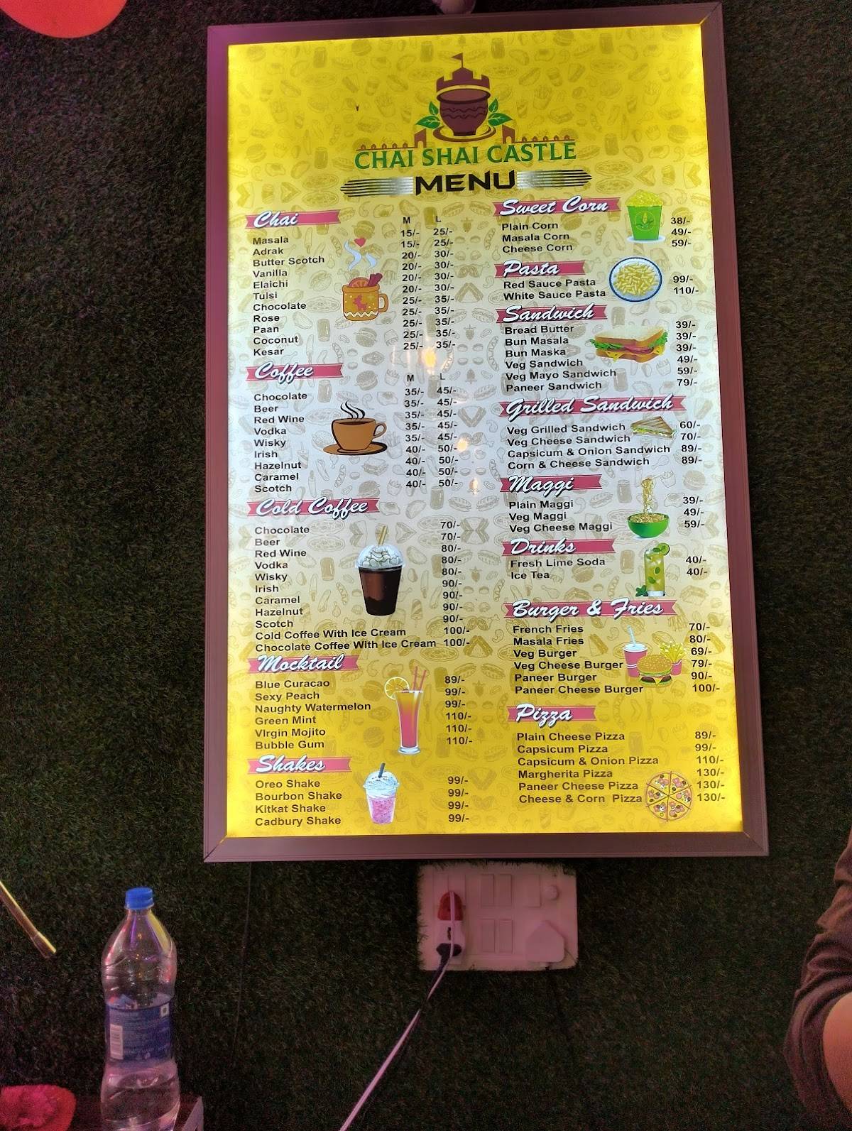 Menu at Chai Shai Castle, Bhimtal