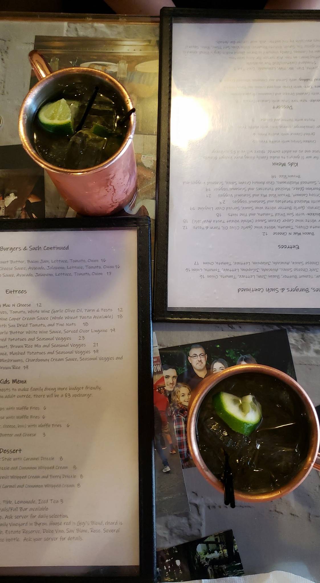 Menu at Chapter 2 restaurant, Tracy