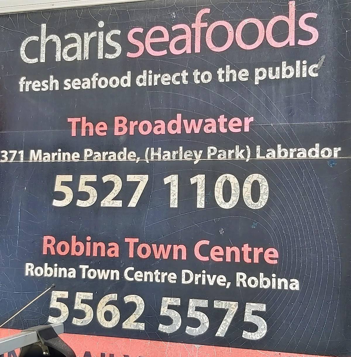 Menu at Charis Seafoods restaurant, Labrador, 371 Marine Parade