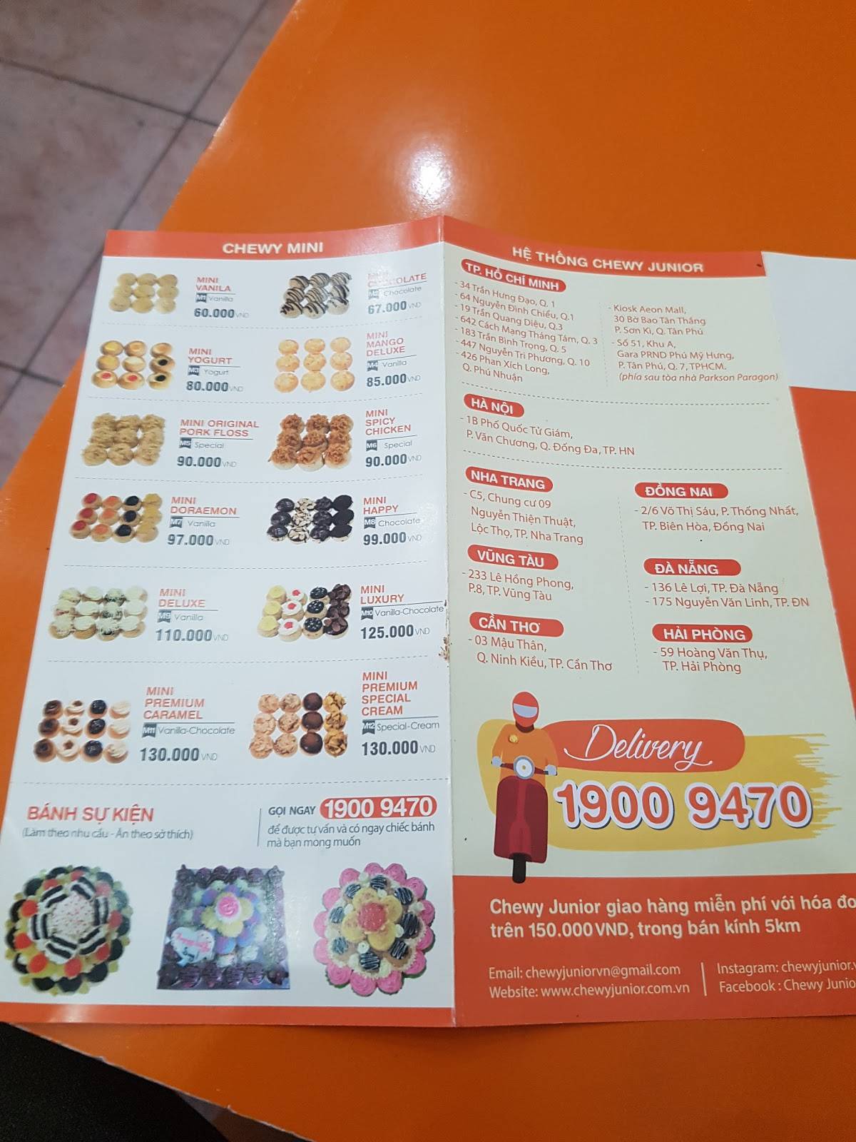 Menu at Bánh su kem Chewy Junior Trần Bình Trọng, Ho Chi Minh City, 183 ...