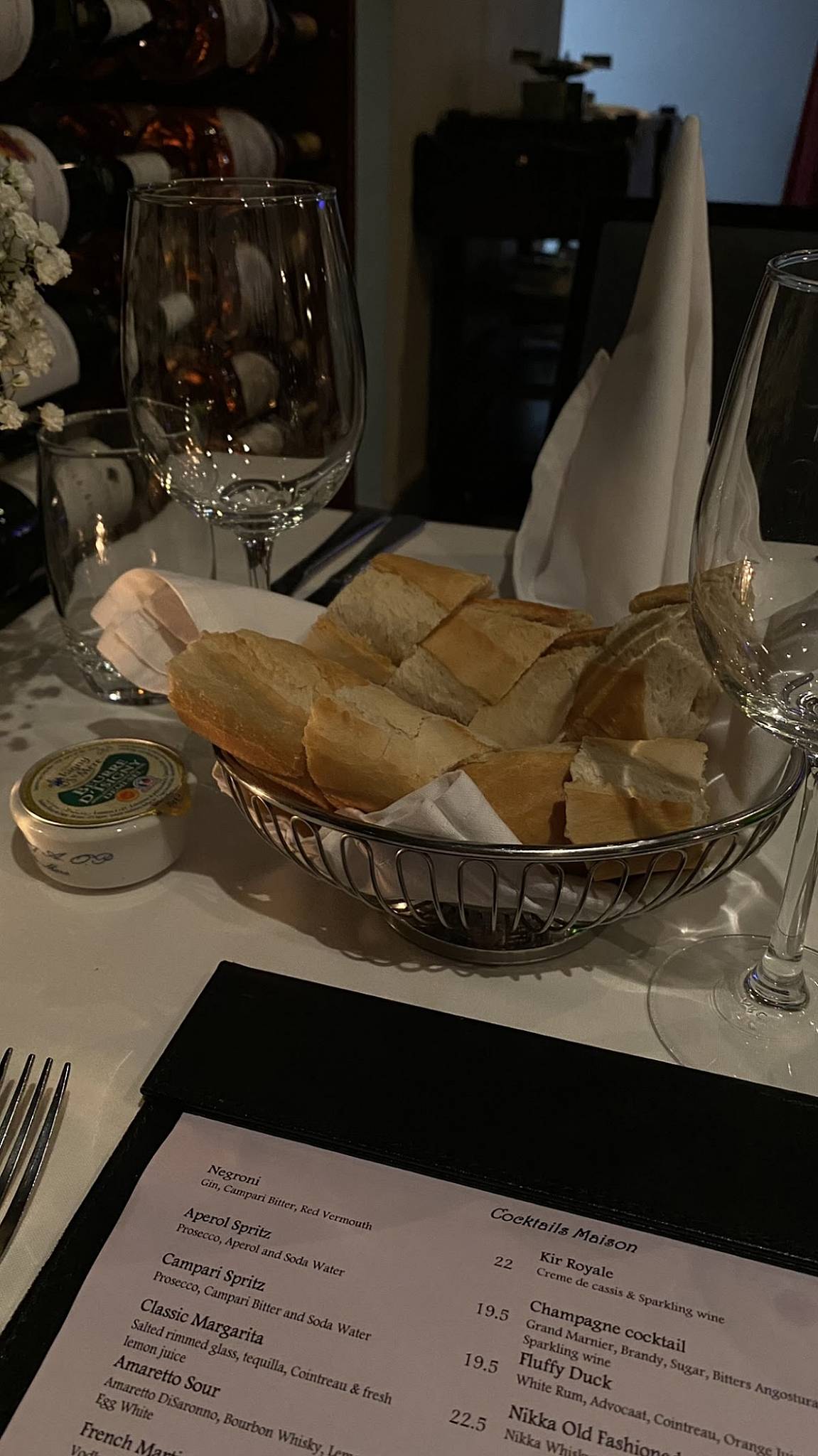 Menu at Chez Pierre restaurant, Nedlands