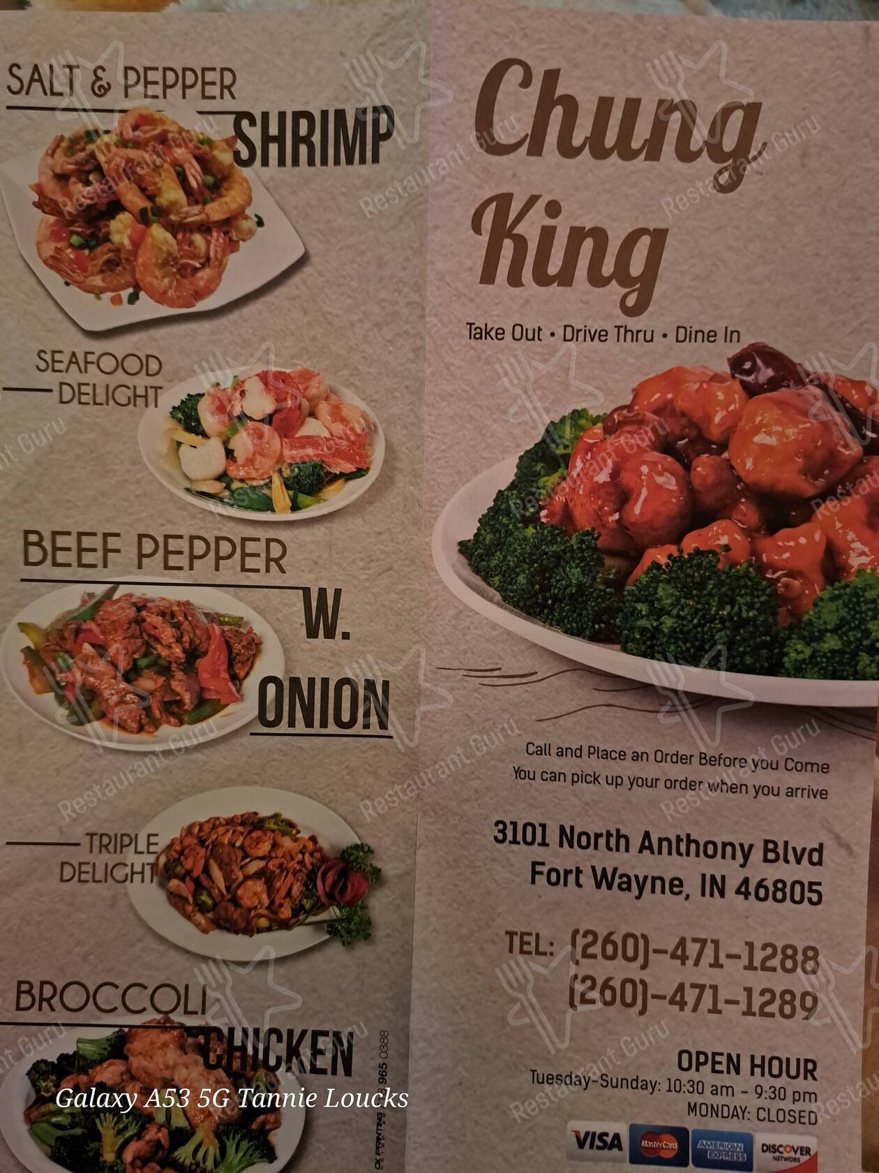 Menu at Chung King Express Gourmet Chinese Food restaurant, Fort Wayne