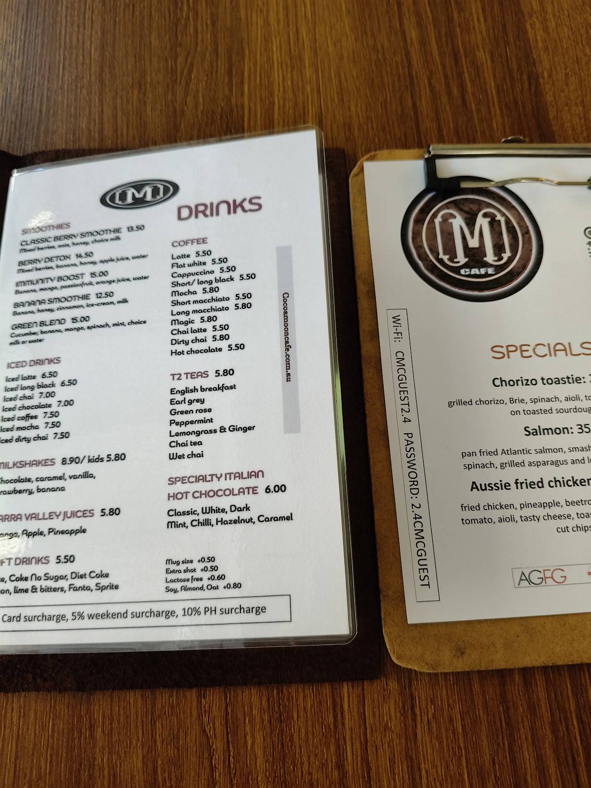 Menu at Cocoa Moon Cafe, Warrandyte