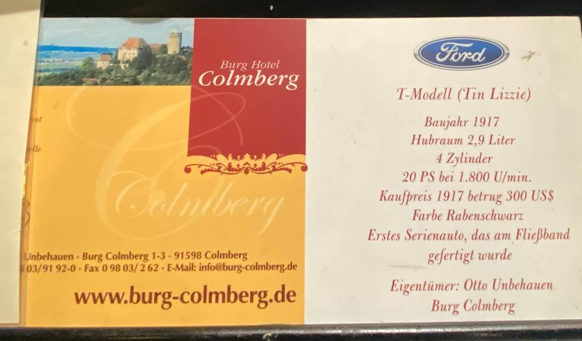 Speisekarte von Burg Colmberg restaurant, Colmberg, An der Burgenstraße