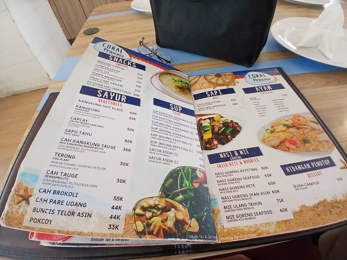 Menu at Coral Princess restaurant, Balikpapan