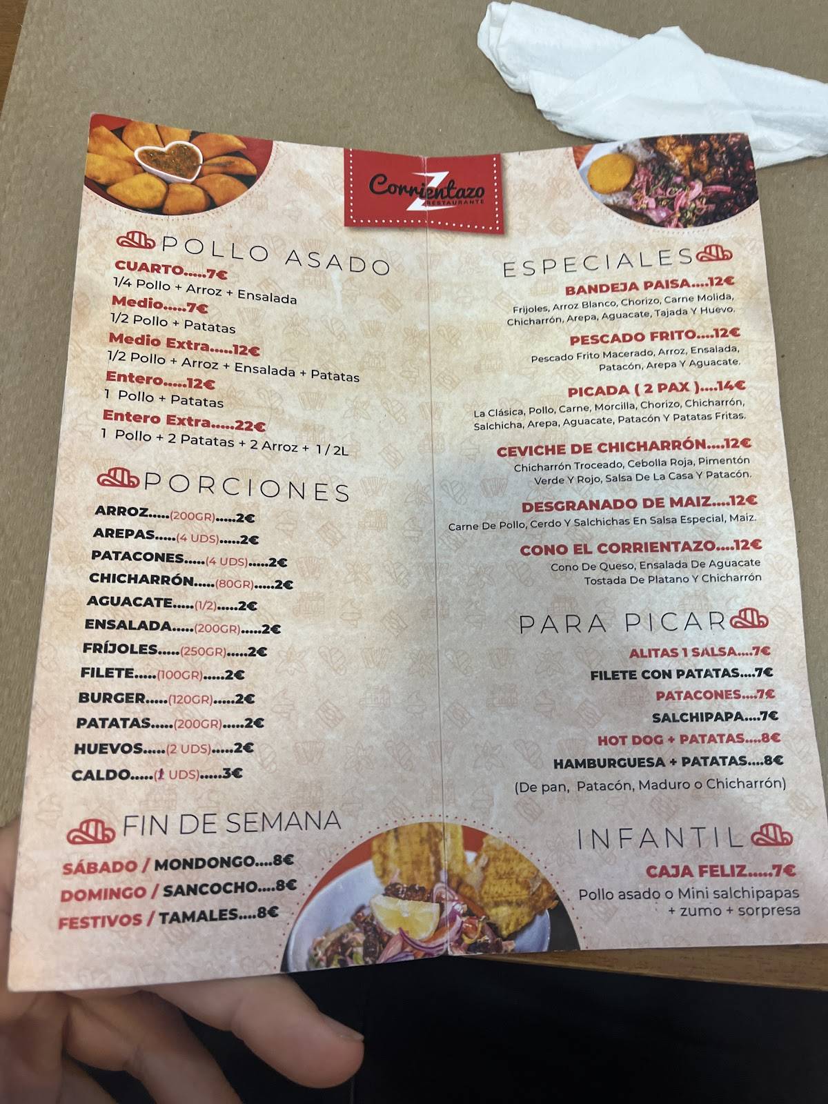 Carta del restaurante Corrientazo CZ10, Gijón