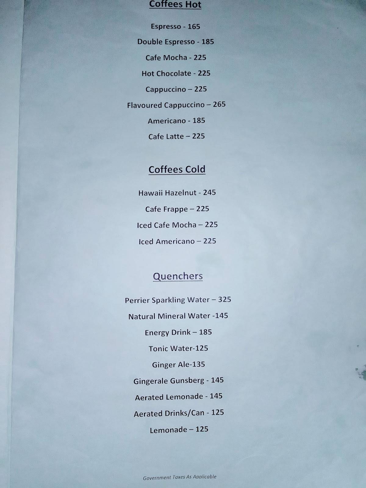 Menu at Cottage, Chandigarh, SCO 44