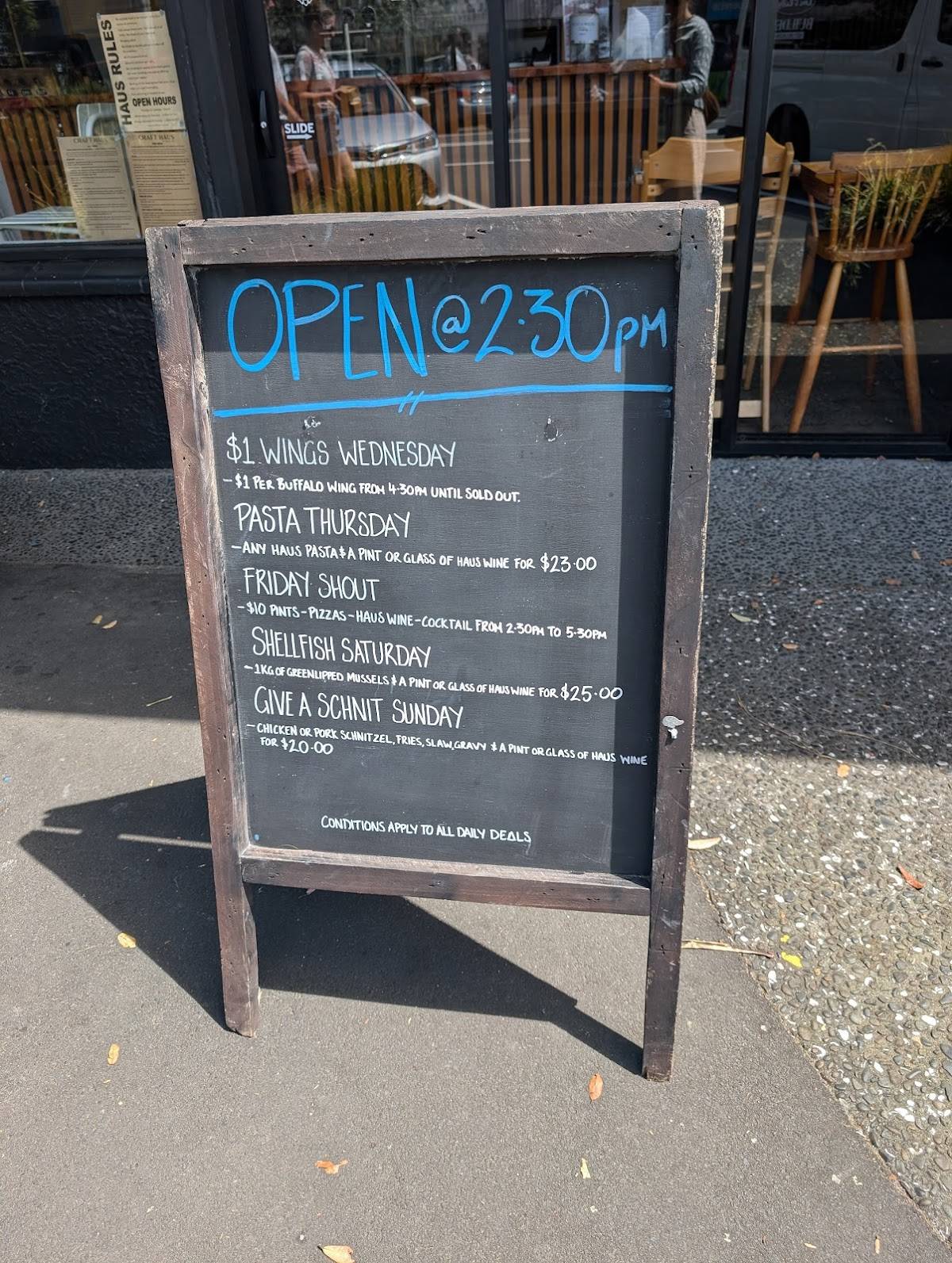 Menu at Craft Haus restaurant, Whangamata