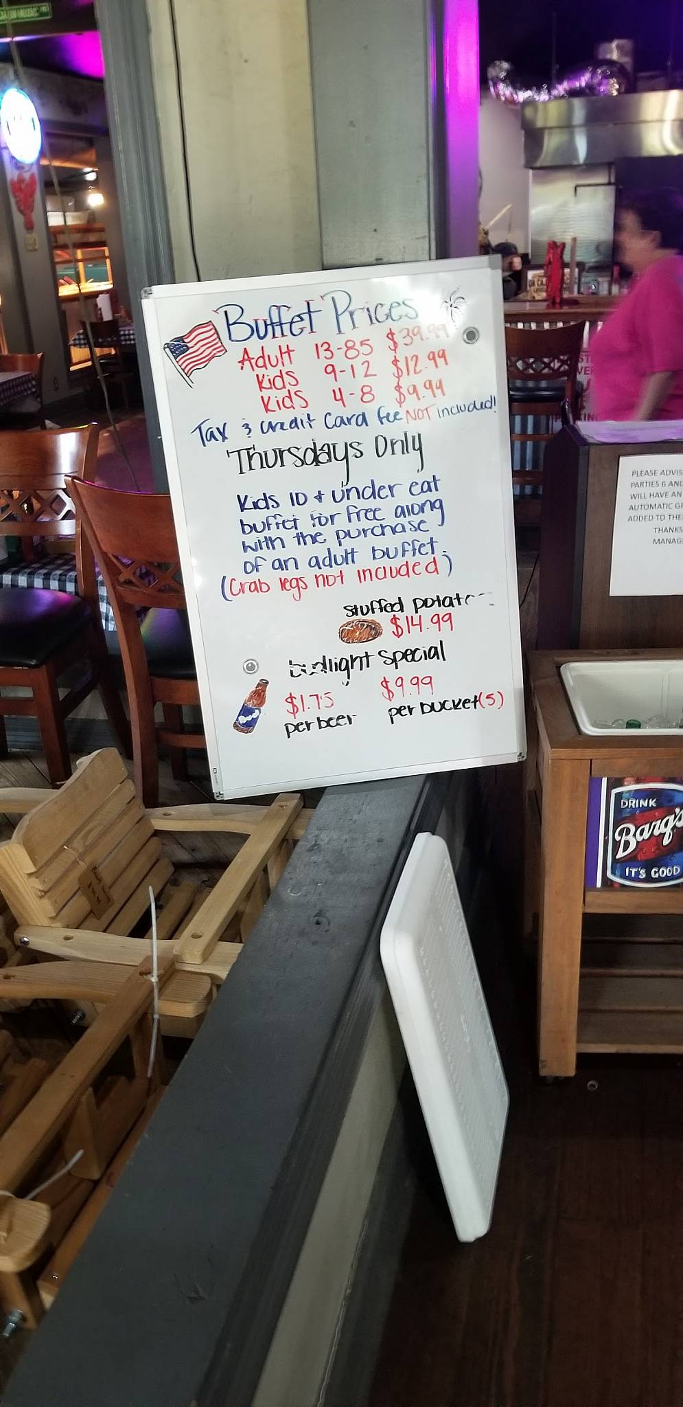 Menu at DA CAJUN SHACK - CAJUN BUFFET & OYSTER BAR, McComb