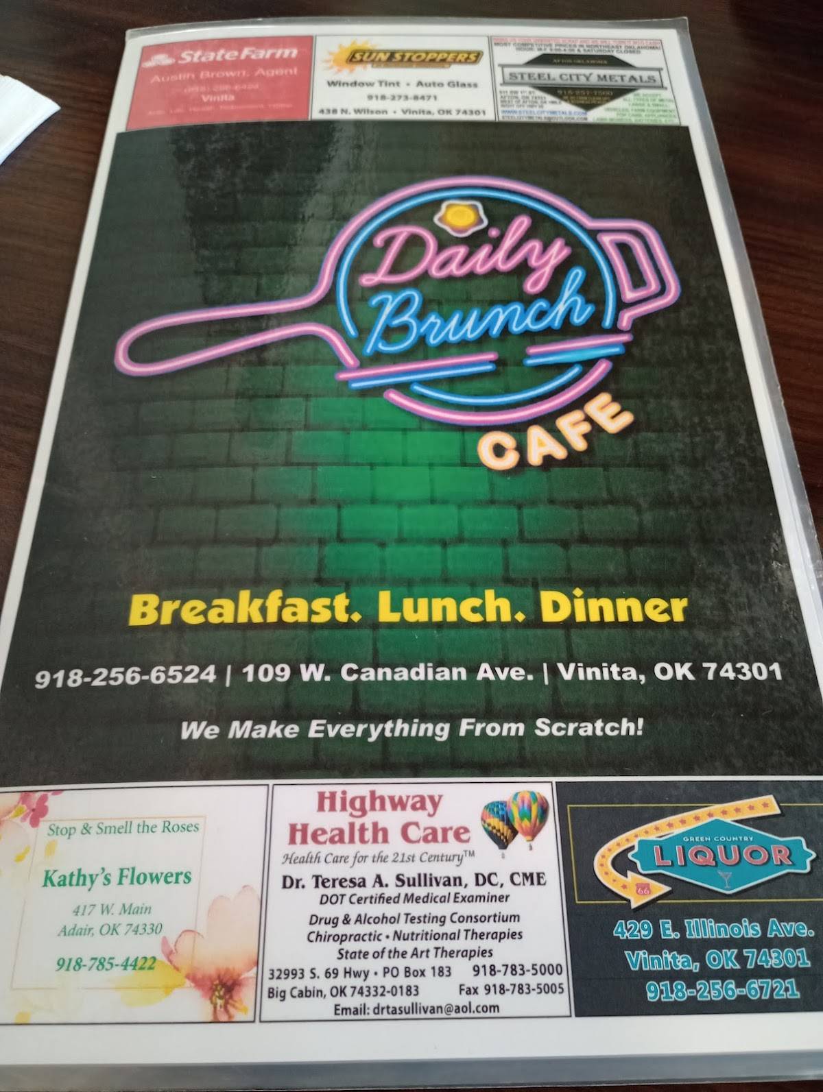 Menu at Daily Brunch Cafe, Vinita