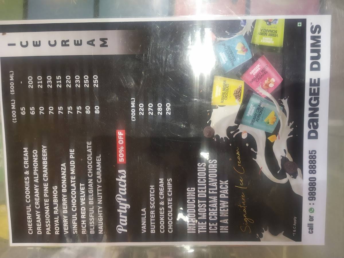 Menu at Dangee Dums, Ahmedabad, SARDAR PATEL STADIUM