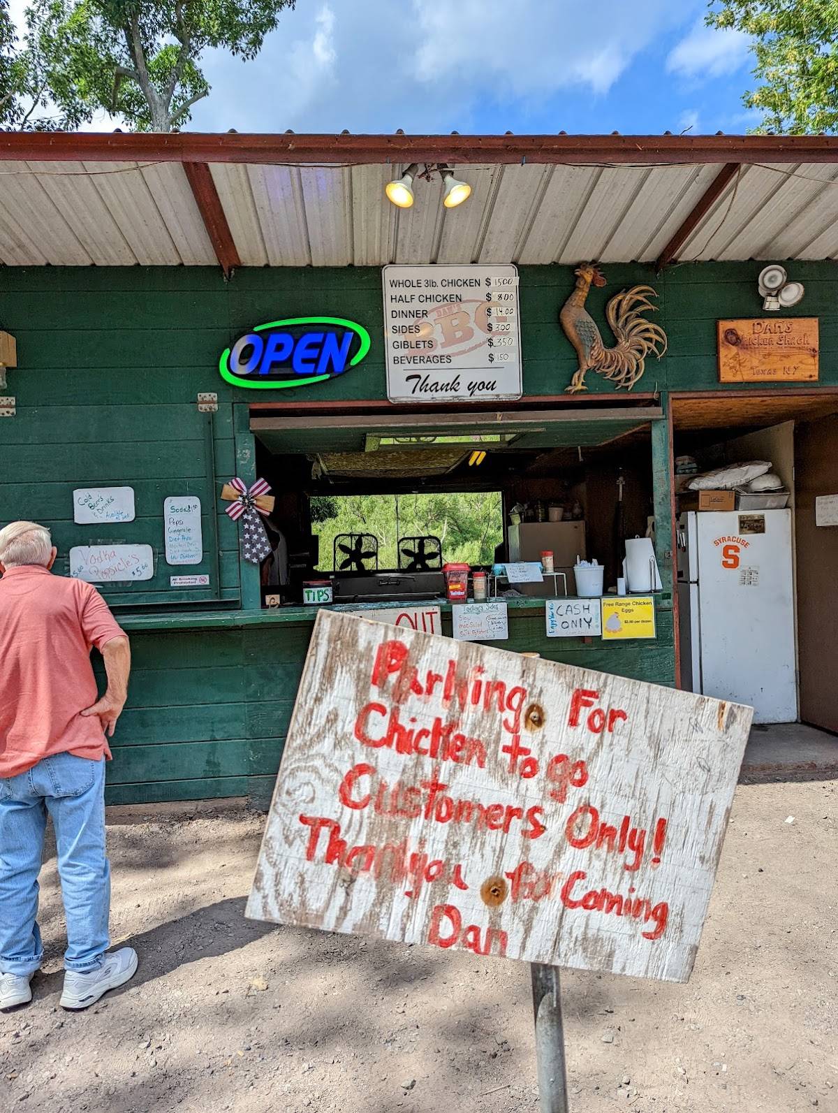 Menu at Dan's Chicken Shack restaurant, USA