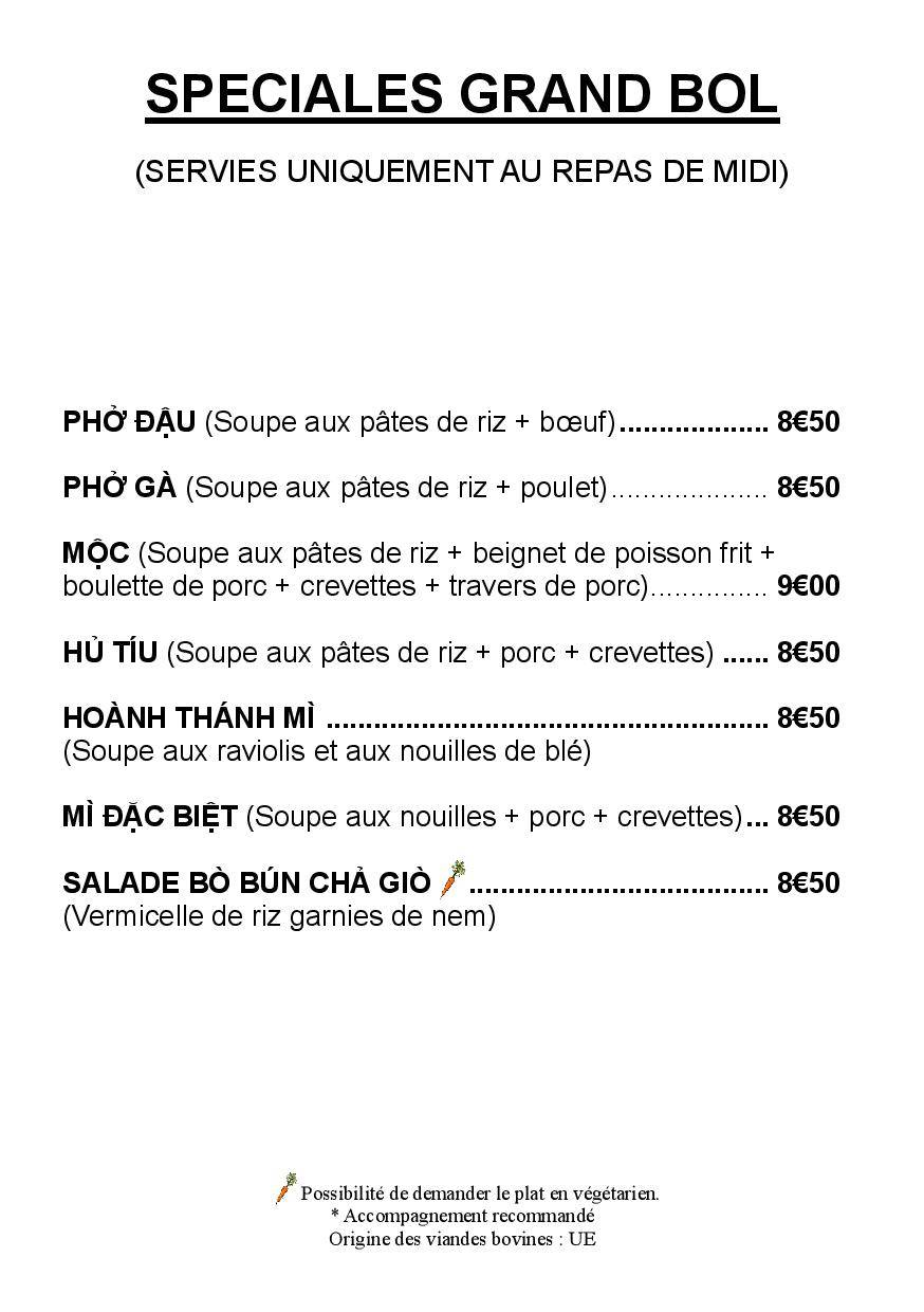 Menu au Restaurant Dâu, Grenoble