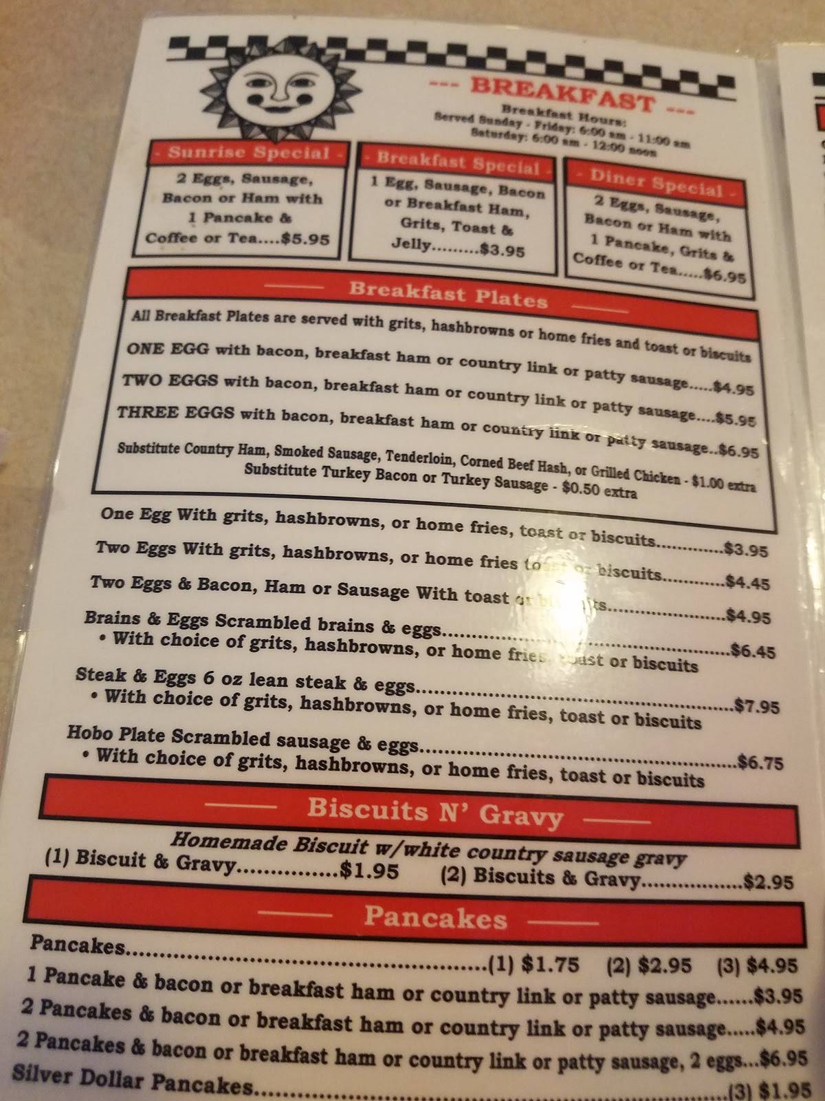 Menu at Dee's Diner restaurant, Goldsboro, W Grantham St