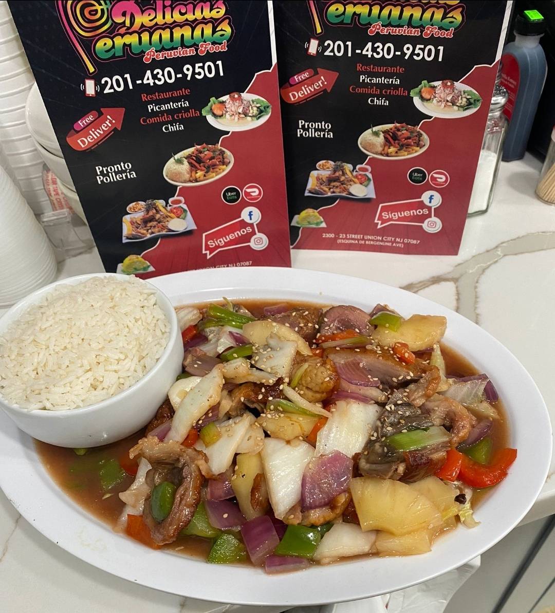 Menu at Delicias peruanas restaurant, Union City, Bergenline Ave