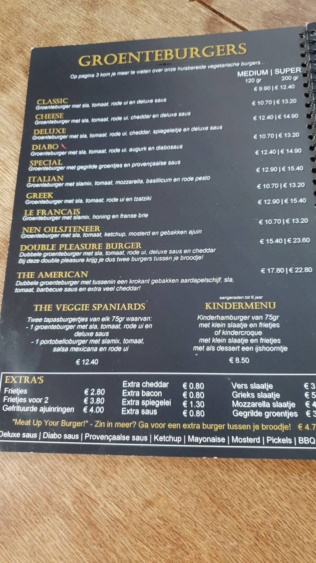 Speisekarte von Deluxe Burger, Aalst