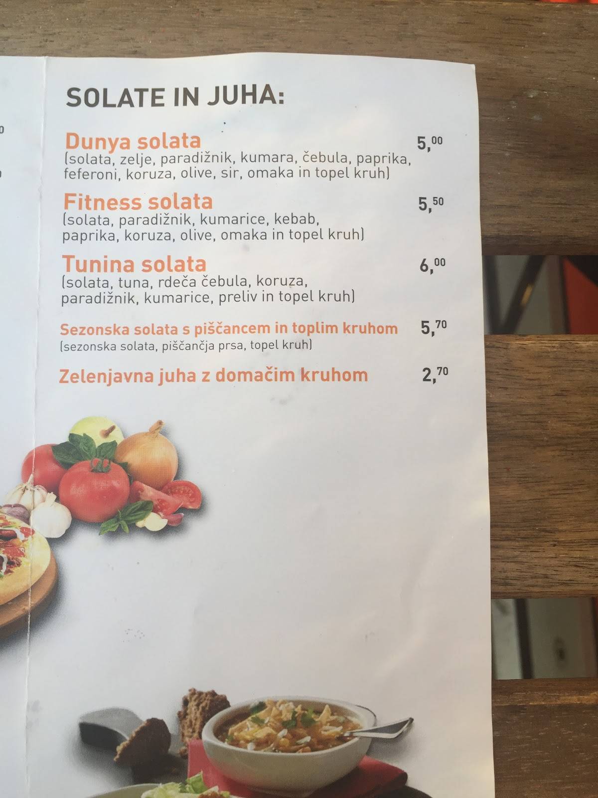 Speisekarte von Dunya Kebab restaurant, Ljubljana