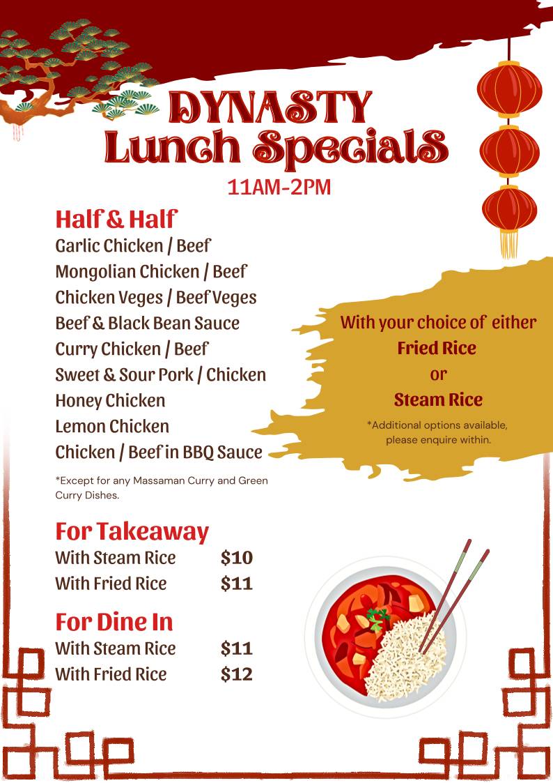 Menu at Dynasty Chinese Take Away restaurant, Margate