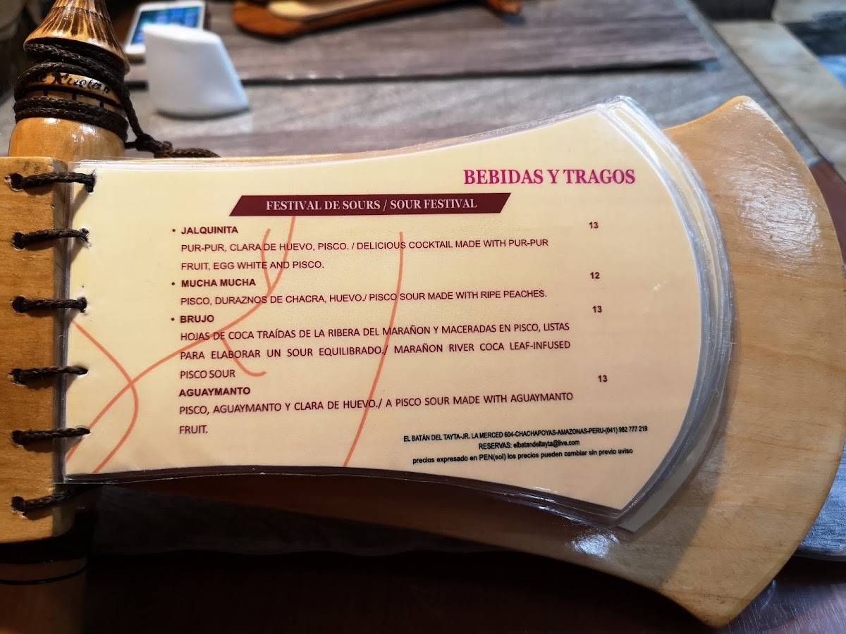 Carta del restaurante El Batán del Tayta-Chachapoyas, Chachapoyas, Jr ...