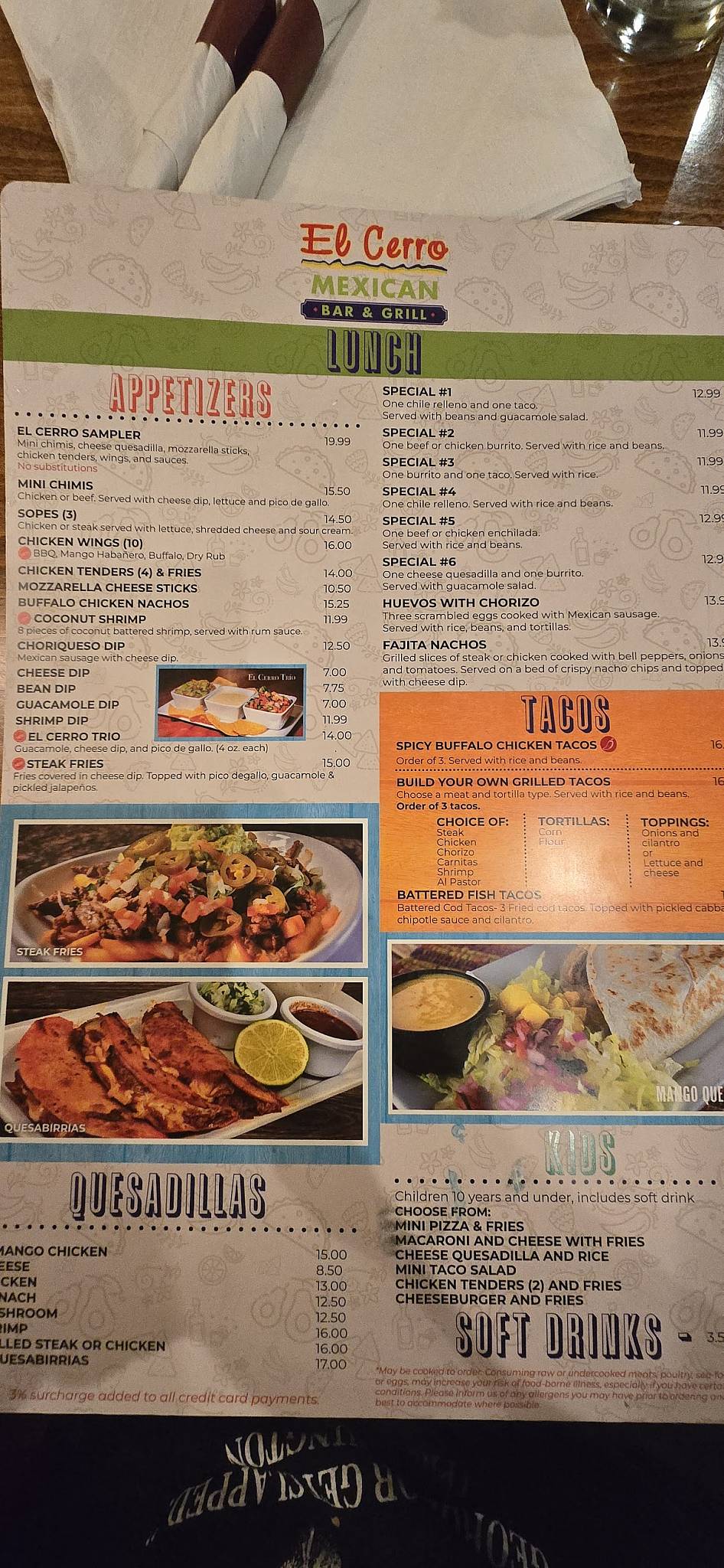 Menu at El Cerro Mexican Bar & Grill, Conway, 101 Rivertown Blvd