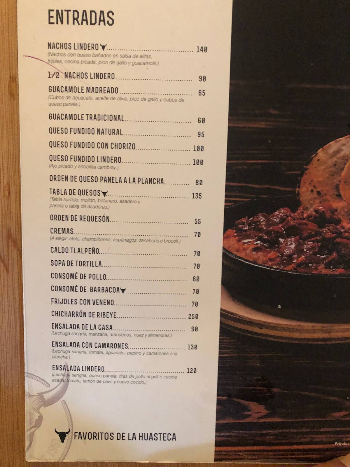 Carta del restaurante El Lindero Hidalgo Tampico, Tampico, Av. Miguel ...