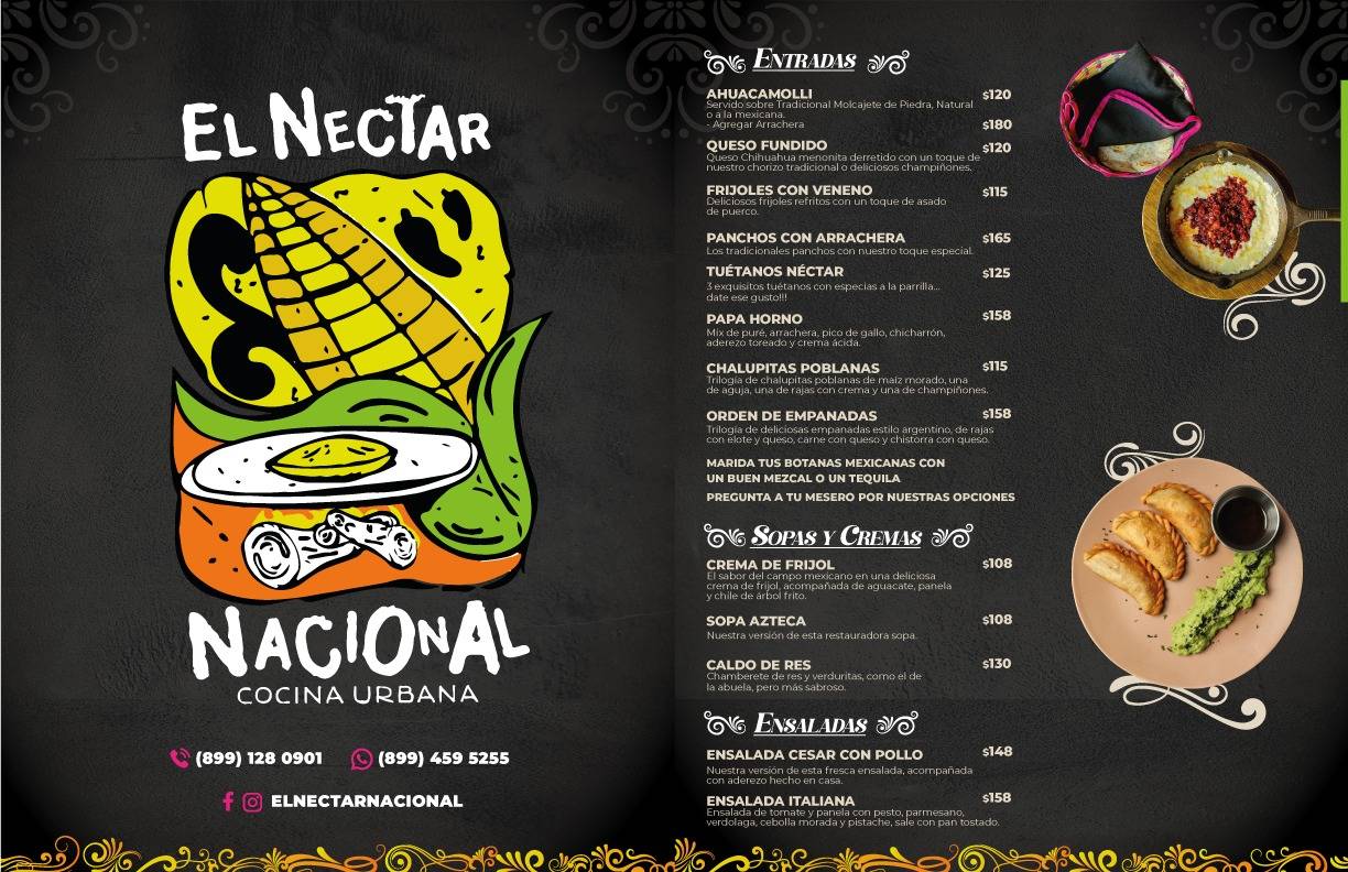 Carta del restaurante El Nectar Nacional, Reynosa, Loc. 14 Monterrey