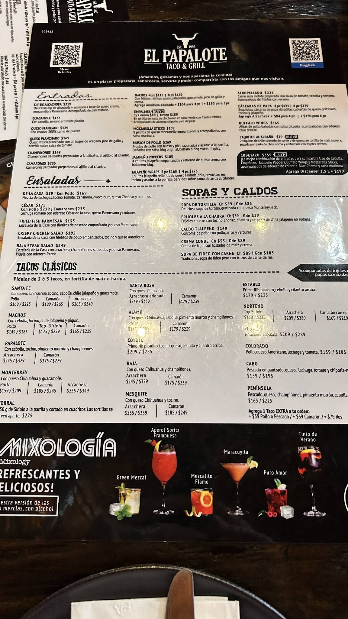Carta del restaurante El Papalote Taco & Grill Valle, San Pedro Garza ...