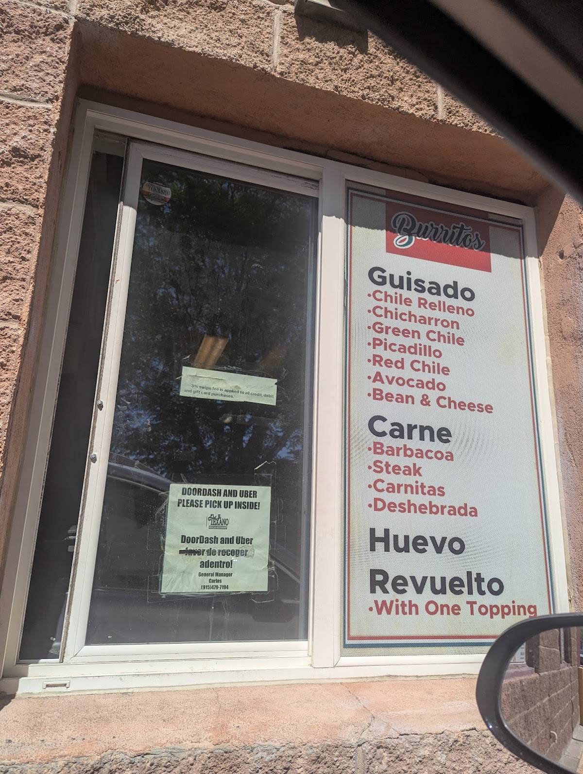 Menu at El Texano Mexican Restaurant, El Paso, Pendale Rd