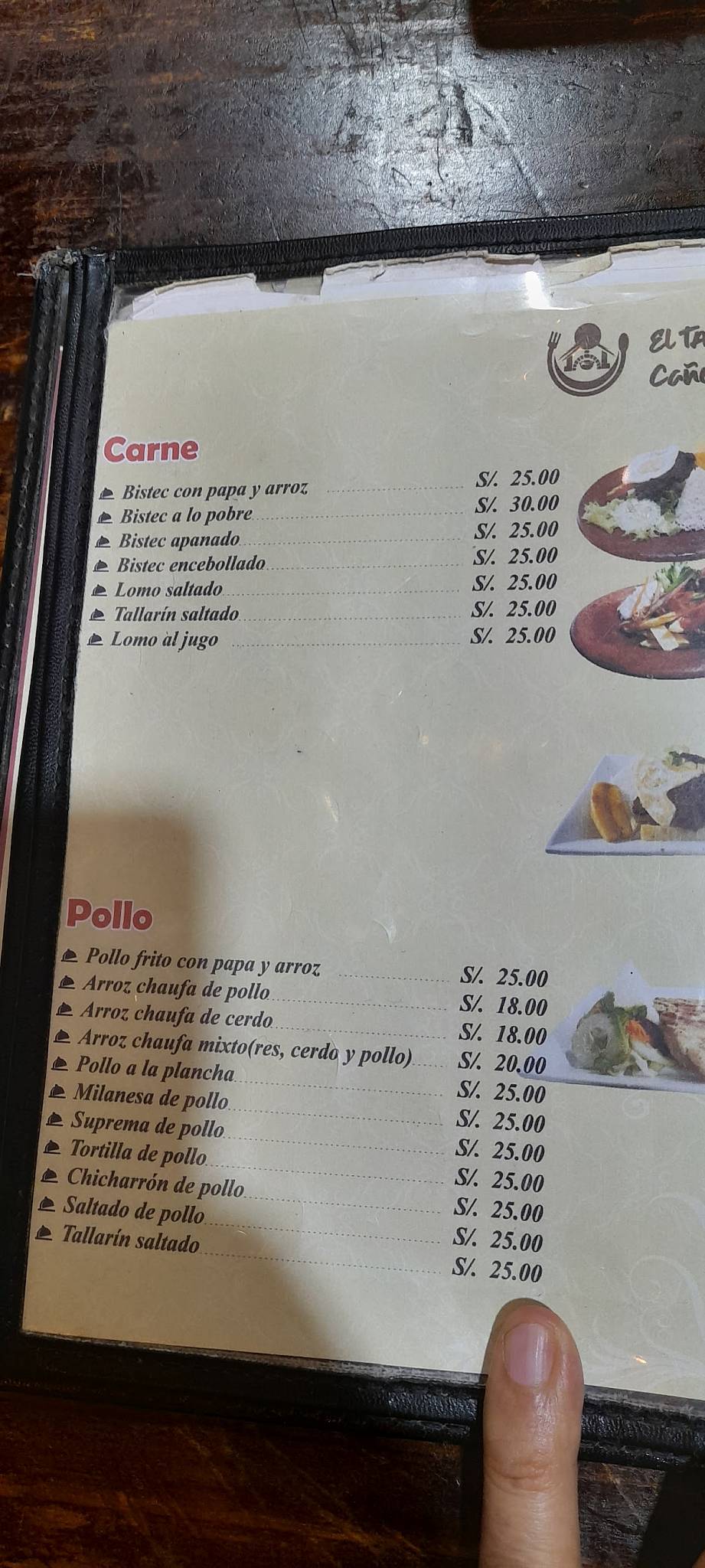 Menu at El tambo cañetano restaurant, San Vicente de Cañete District ...
