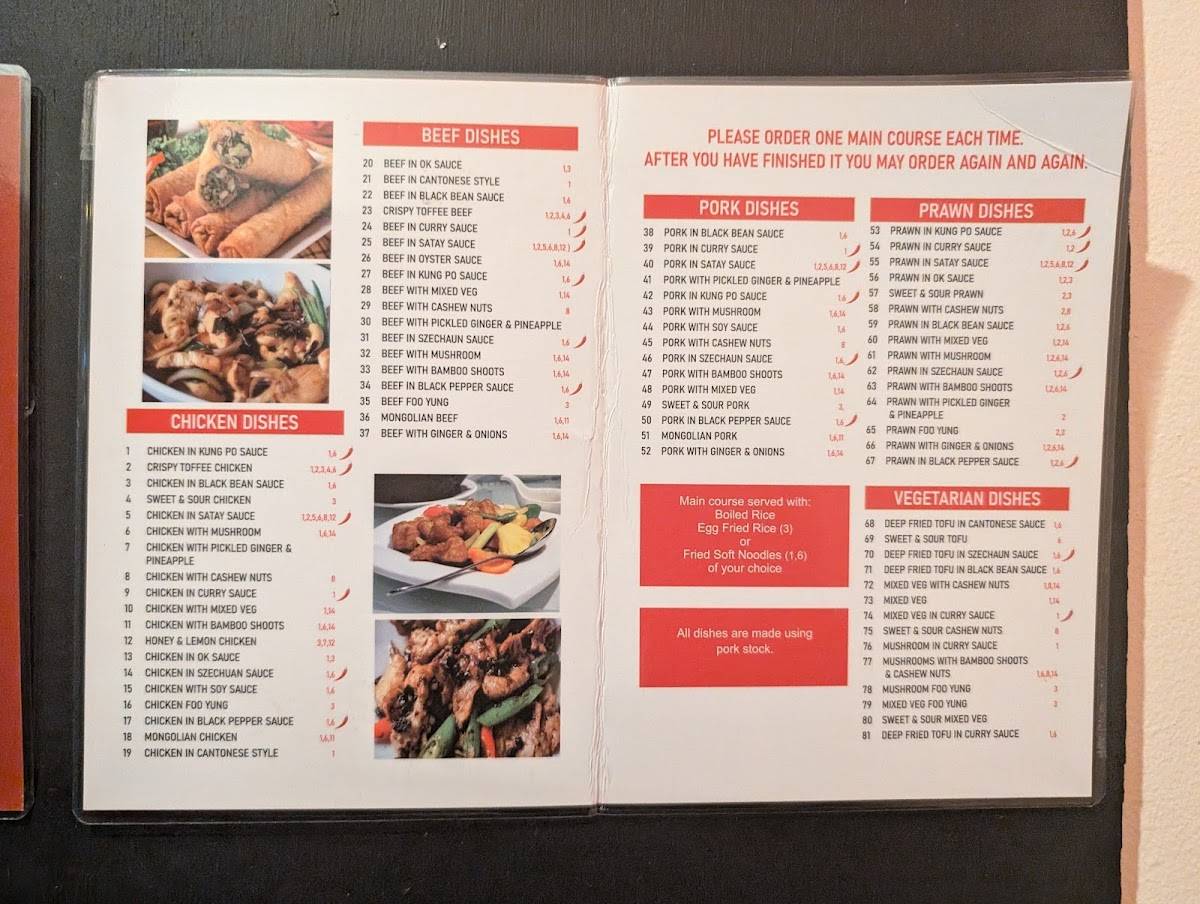 Menu at Emperor Chinese Restaurant, Llandudno