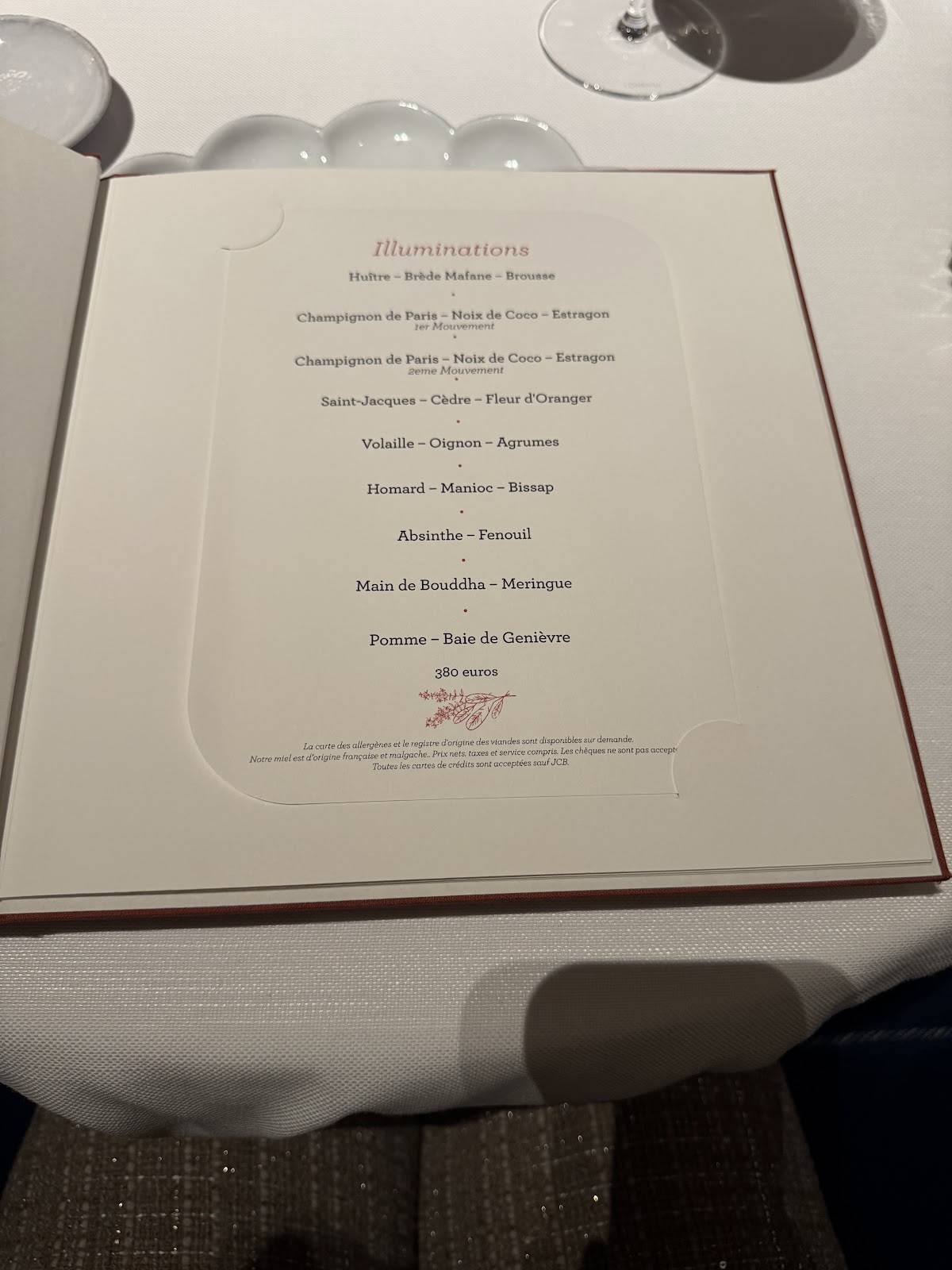 Menu au Restaurant Espadon - Ritz Paris, Paris